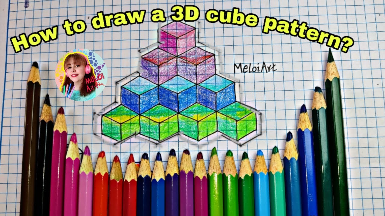 How To Draw A 3d Cube Pattern ๏ธ๐ Easy Drawing Meloiart Pixelart 3ddrawing Youtube
