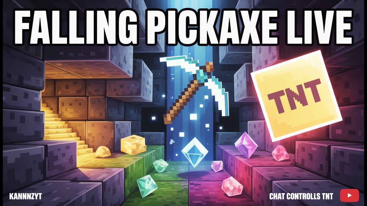 💥 EPIC FALLING PICKAXE LIVE! Chat Controls TNT, SPEED & BIG PICKAXE ⚡ ...