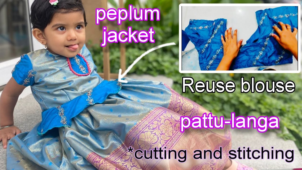 3/10 kids pattu langa jacket outfit from scratch| cutting and stitch ...