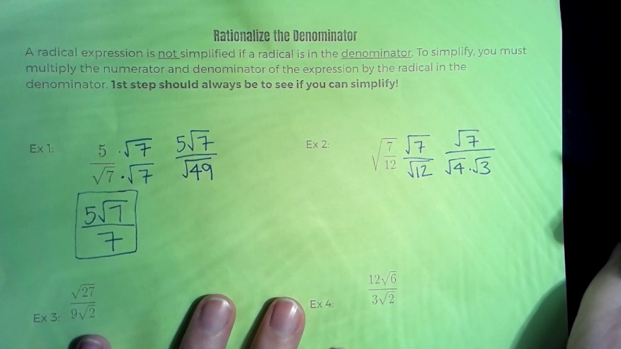 Rationalize the Denominator - YouTube