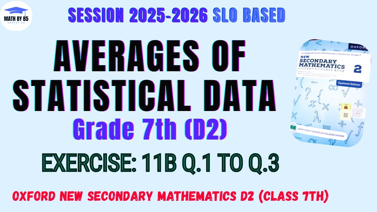 Ex 11B Q.1 to Q.3 Class 7 | Averages of statistical data | Maths d2 ...