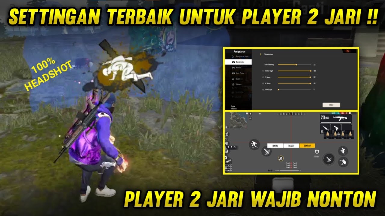 SETTINGAN FREE FIRE TERBAIK UNTUK PLAYER 2 JARI!! SENSITIVITAS & CUSTOM ...