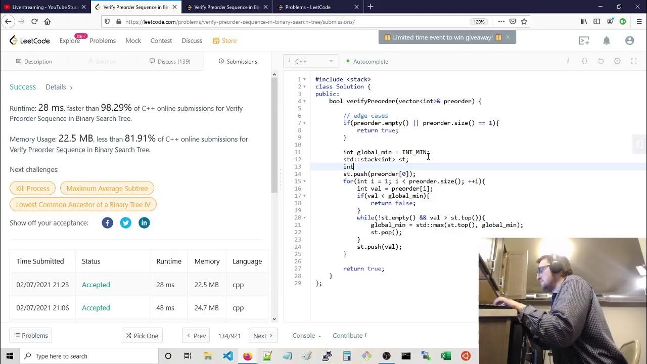 Verify Preorder Sequence in Binary Search Tree (Medium), C++, Leetcode ...