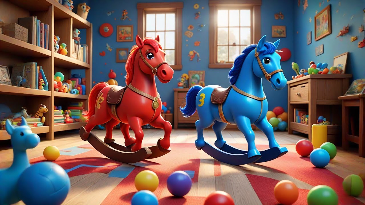 Four Rocking Horses Gallop and Glide | Fun Kids Song | Nursery Rhymes ...