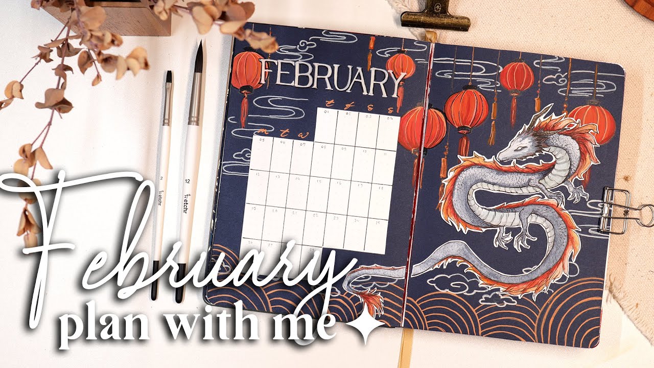 🐉 FEBRUARY 2024 Plan With Me // Bullet Journal Monthly Setup - YouTube