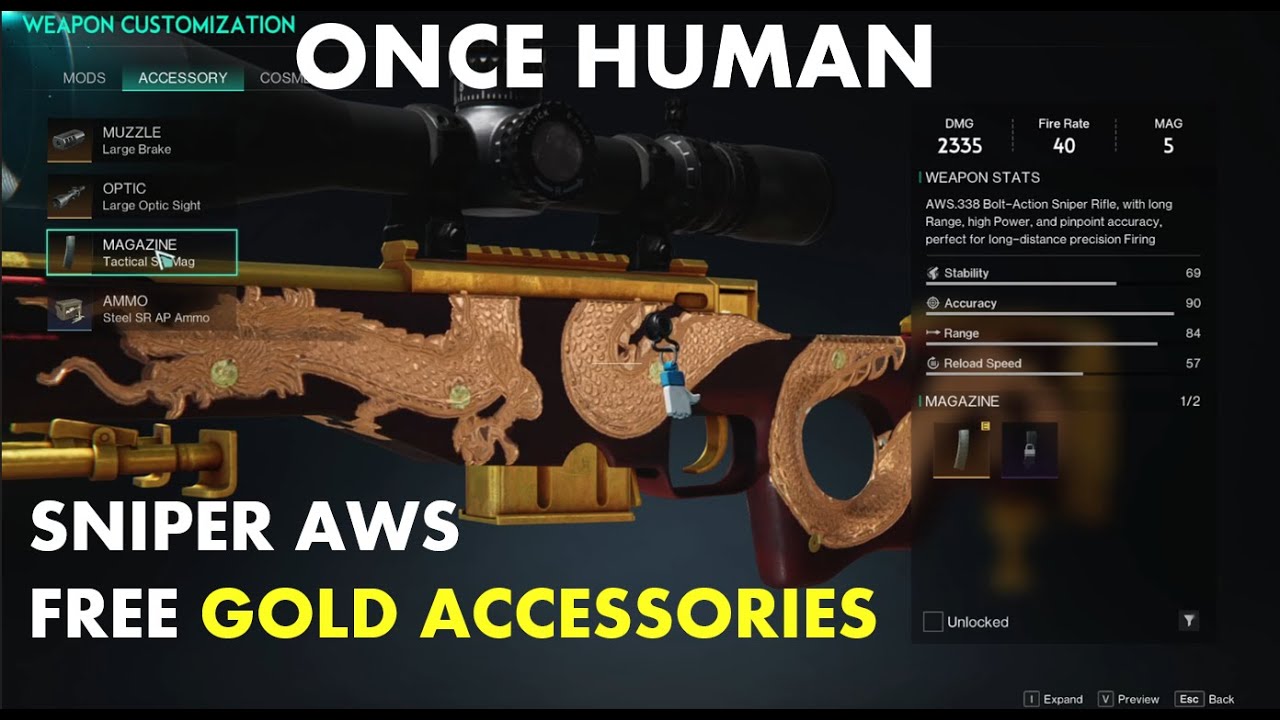Once Human - HOW TO GET ALL FREE GOLD ACCESSORIES FOR SNIPER! - YouTube