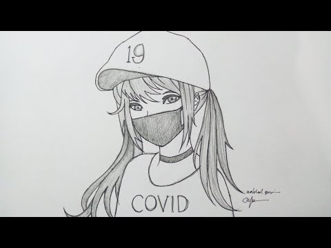 MENGGAMBAR ANIME CEWEK MEMAKAI MASKER