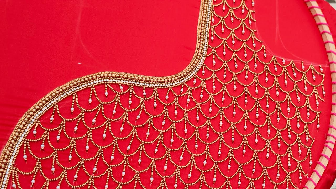 grand aari work blouse design for beginners.. | aari work back neck ...