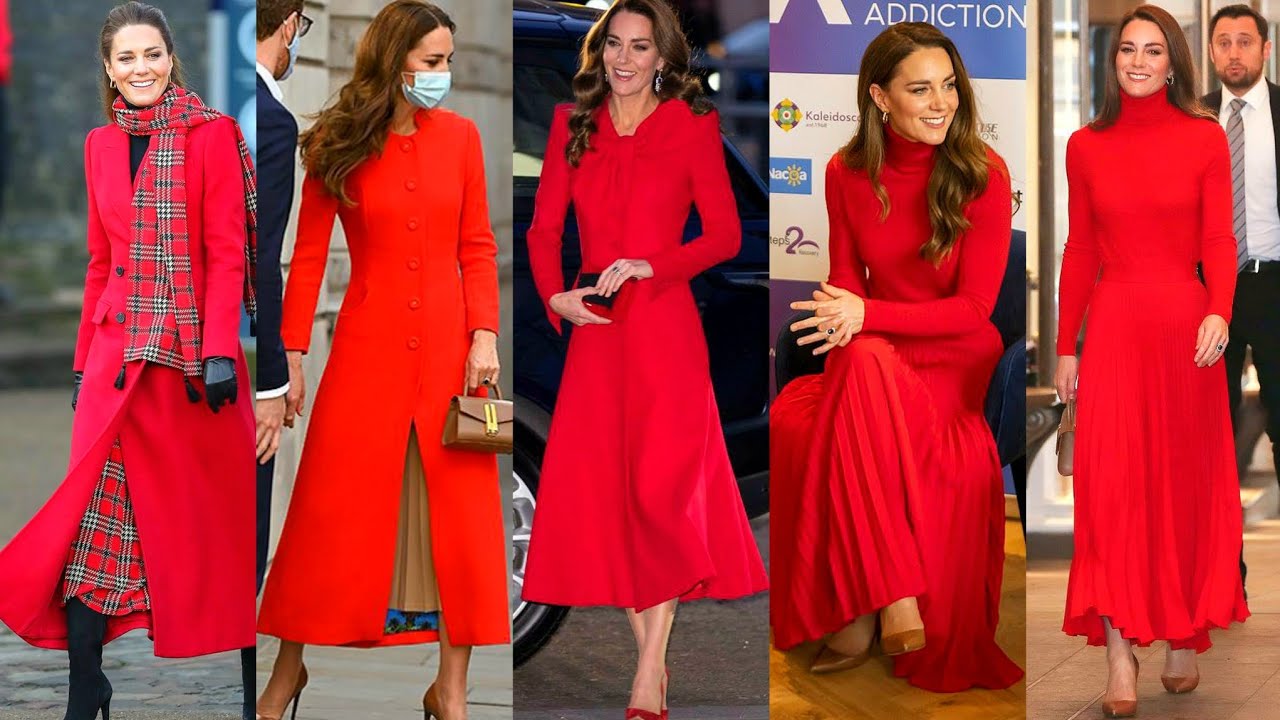 Princess of Catherine Kate Middleton looked fabulous in red long maxi ...