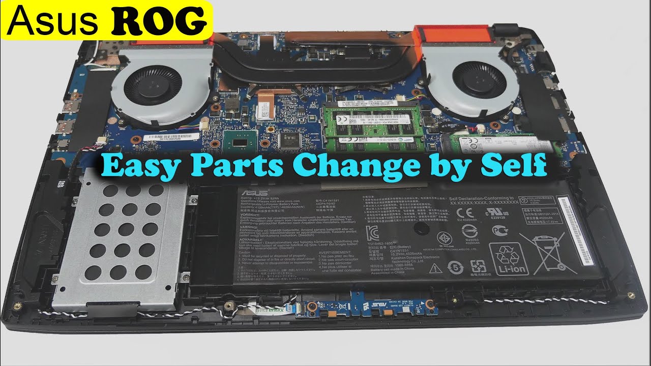 How to Hardware Update Asus ROG Laptop 😎 Replace Battery, Hard disk ...