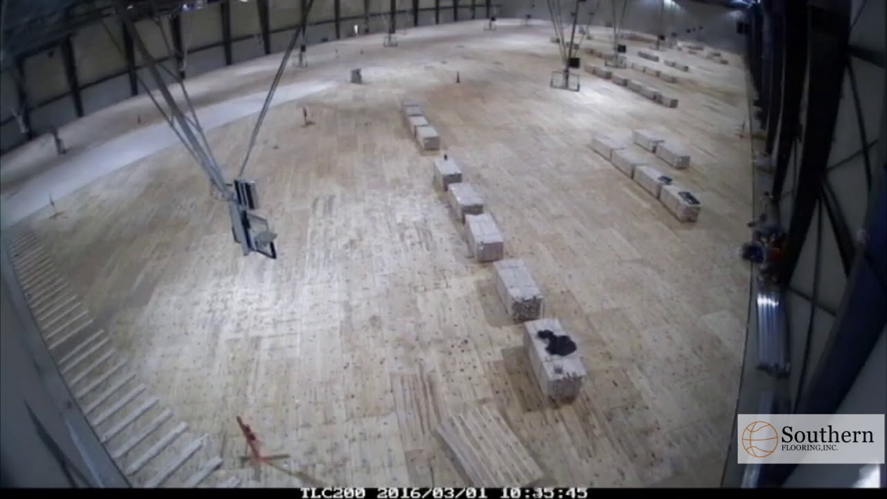 Largest continuous wood sports floor in the world - YouTube