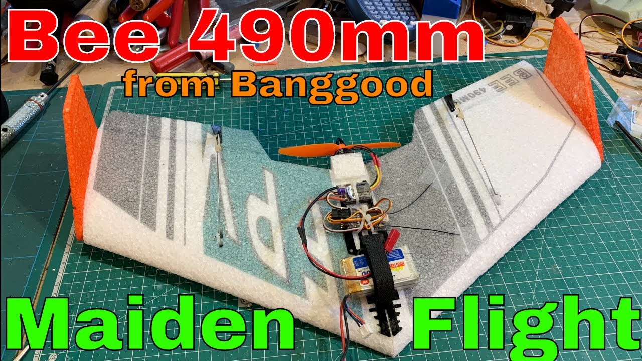 Bee 490 FPV from Banggood Maiden Flight Tiny Flying Wing - YouTube