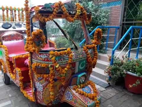 Henna arrival rickshaw flower decoration 03006862072 - YouTube