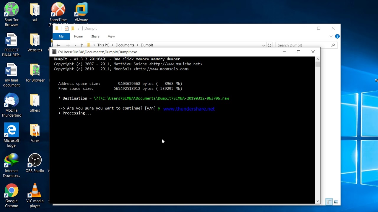 Memory dump using dumpit - YouTube