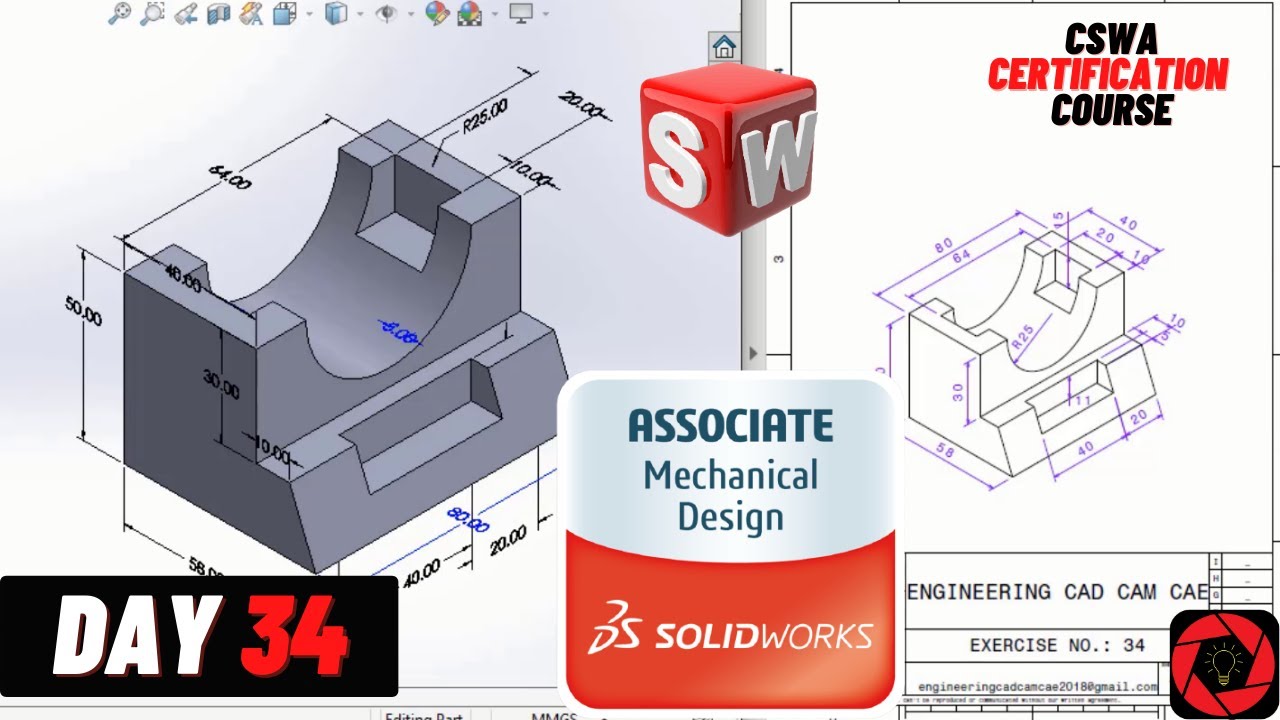 Day 34|| CSWA Free Course ||Solidworks Tutorial for Beginners | Part ...