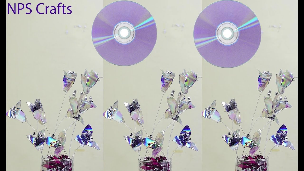 Flowers using old CD| DIY | cd craft ideas | Room decoration ideas ...
