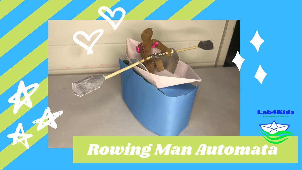 TetraPak upcycled automata simulating a man rowing a boat - YouTube
