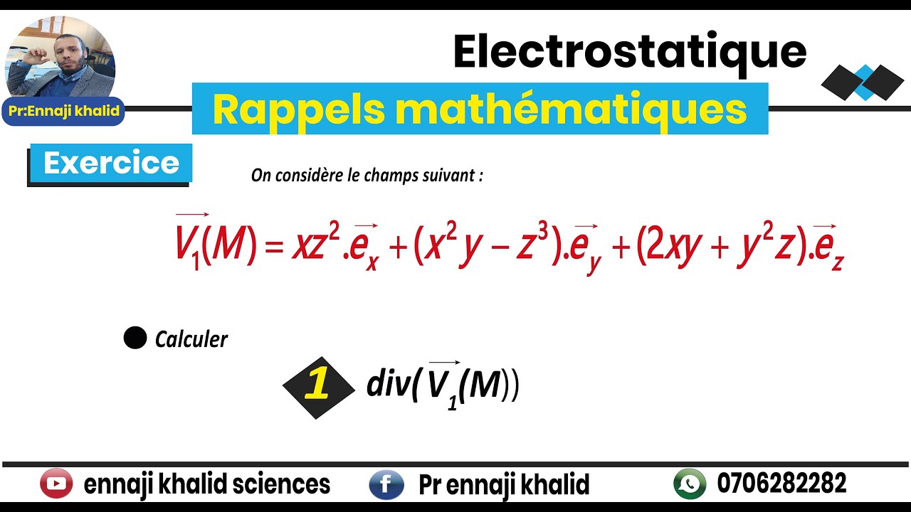 Divergence d'un champ vecteur div(V) - YouTube