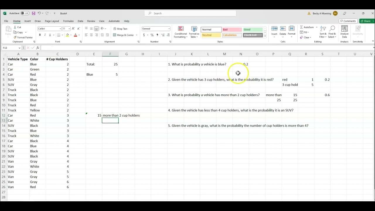 Calculate Basic Probabilities usiing count, countif, and sorting techniques in Excel - YouTube