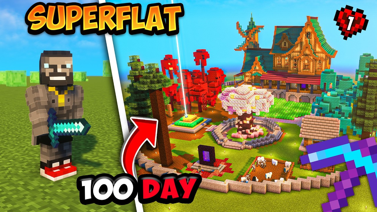 I Survived 100 Days In Minecraft SUPERFLAT - YouTube