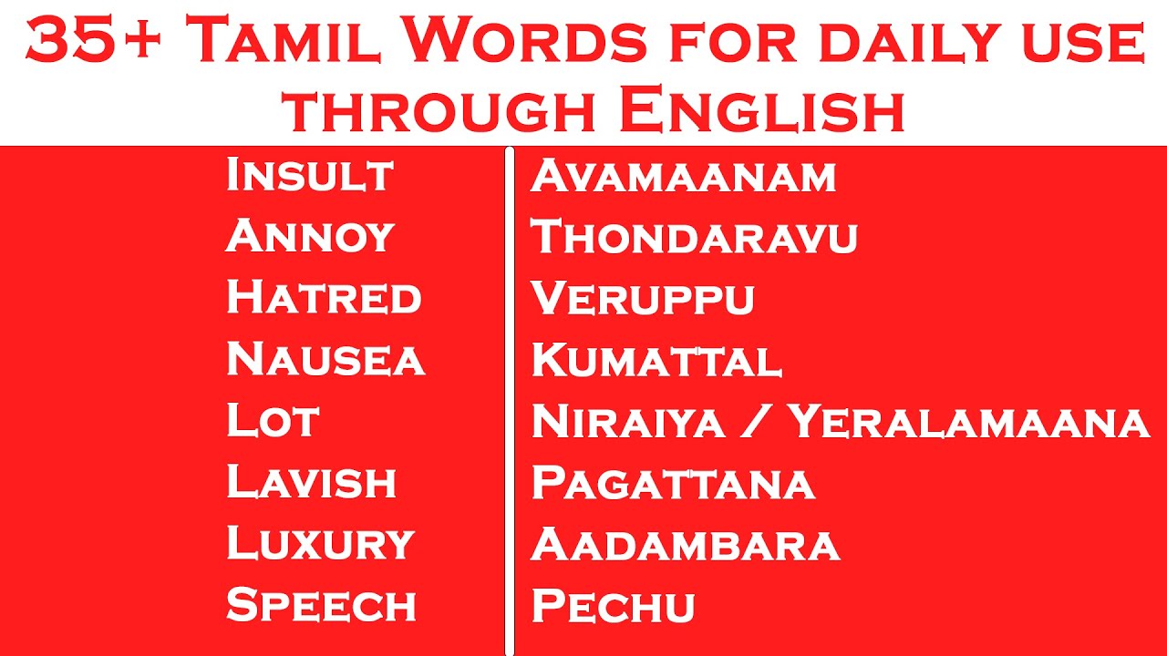 35+ Tamil Words | Video - 55 | Learn Tamil Words | Spoken Tamil through ...