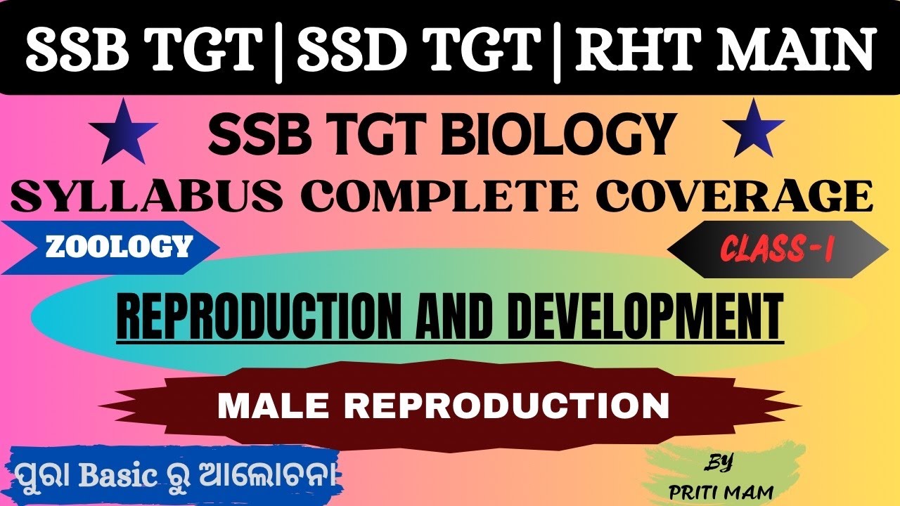 SSB TGT BIOLOGY | Reproduction And Development ( Male Reproduction ...
