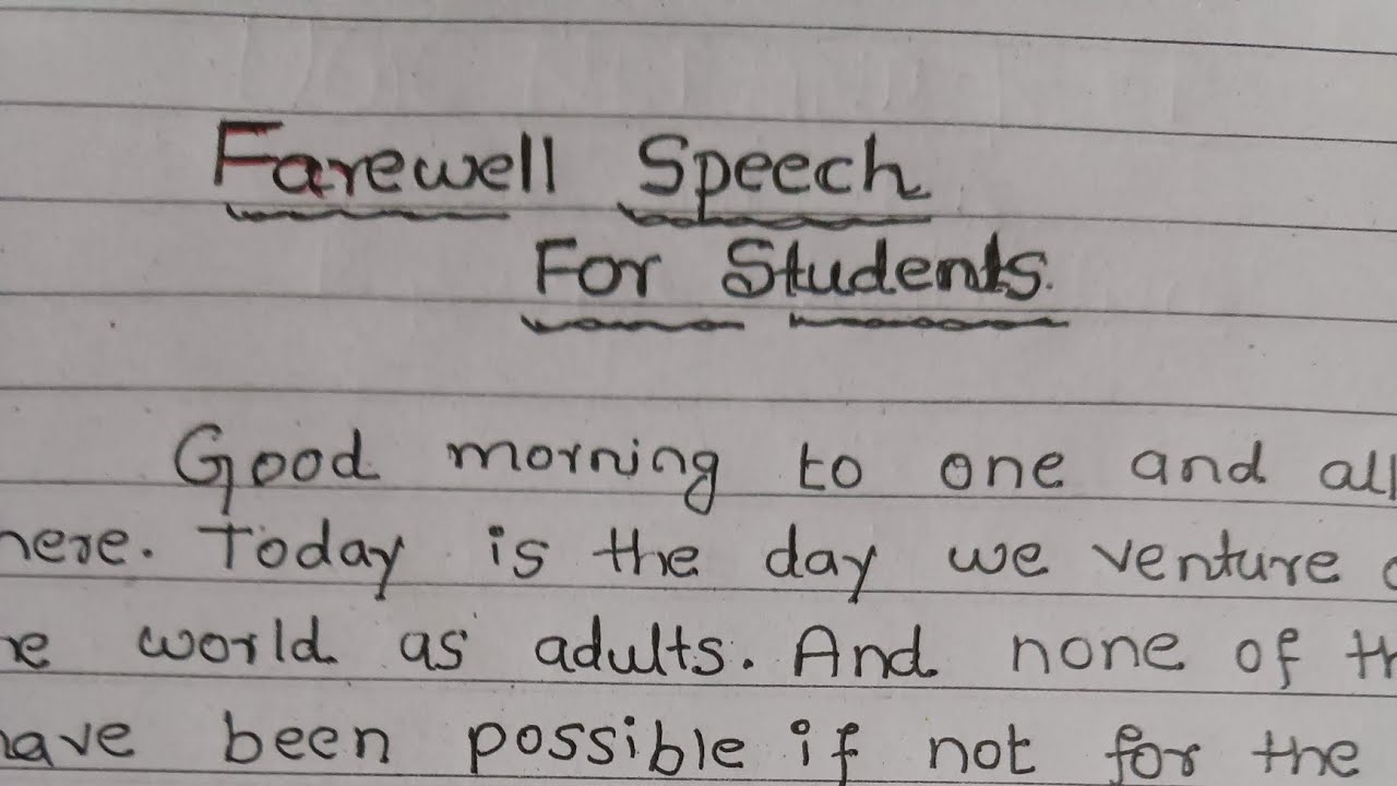 farewell day speech for students#short speech to students - YouTube