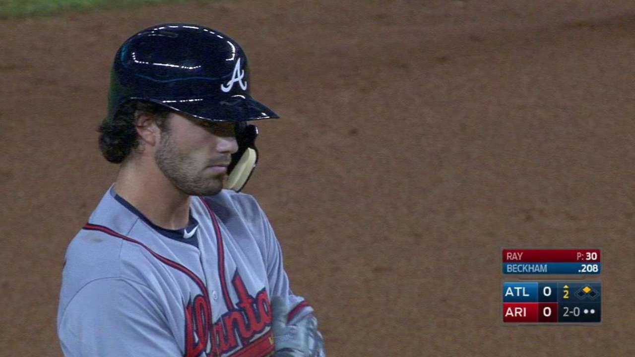 ATL@ARI: Swanson swipes second for his first steal - YouTube