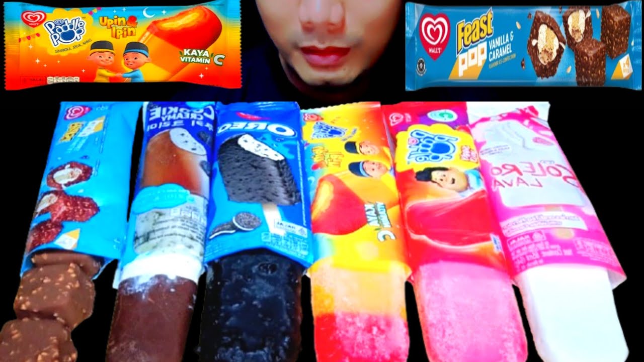 ASMR ICE CREAM PADDLE POP🌈🤎 Upin Ipin,Oreo,Feast pop,Jiggly Jelly ...
