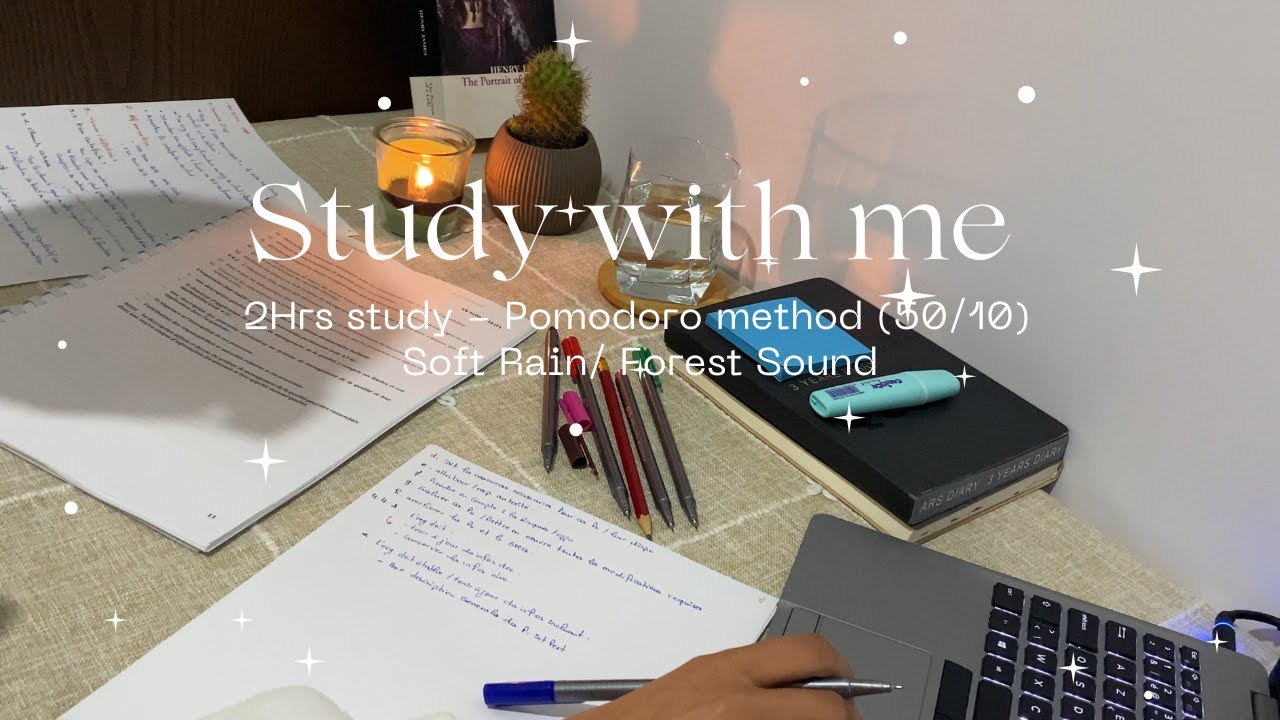 Study for 2 Hours with Pomodoro Technique(50/10)|Soft Forest Sound| No ...