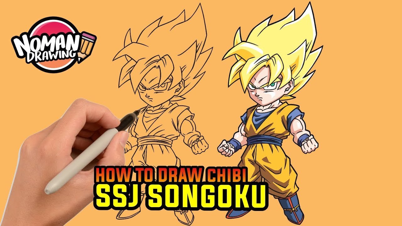 How to draw ssj son goku - step by step drawing tutorial - YouTube