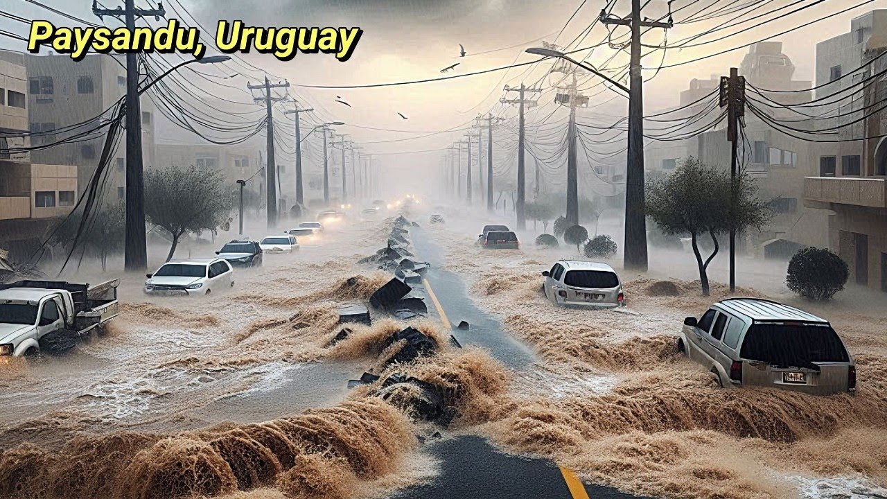 Water explosions on the streets of Uruguay! Major flooding due to heavy ...