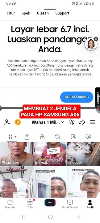 Tutorial Membuat 2 Jendela dalam 1 layat HP SAMSUNG A06 #tutorial #samsunga06 - YouTube