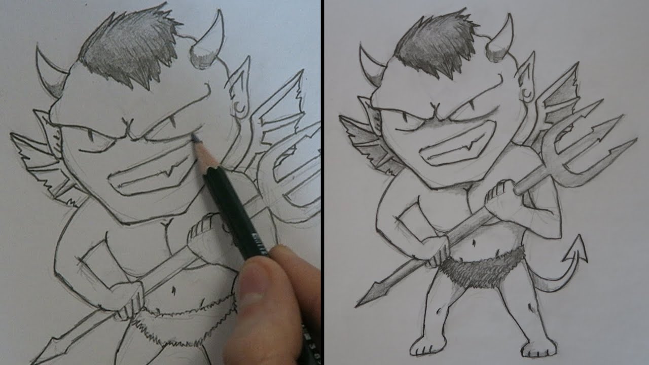 How to Draw Cute Chibi Imp | Pencil Drawing Time Lapse - YouTube