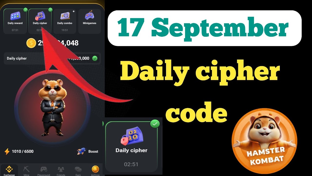 17 September daily cipher code ll cipher code 17September in Hamster ...