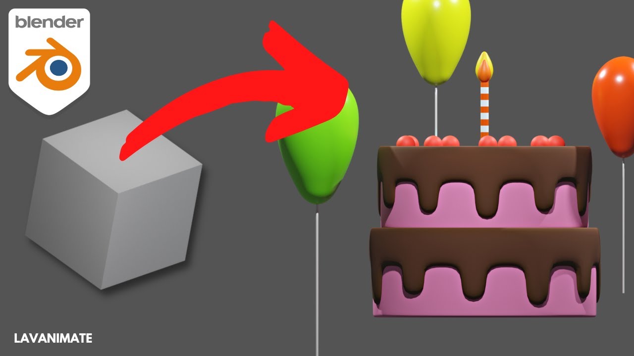 TUTORIAL MODELING 3D BIRTHDAY CAKE 🎂 DI BLENDER | TUTORIAL PEMULA ...