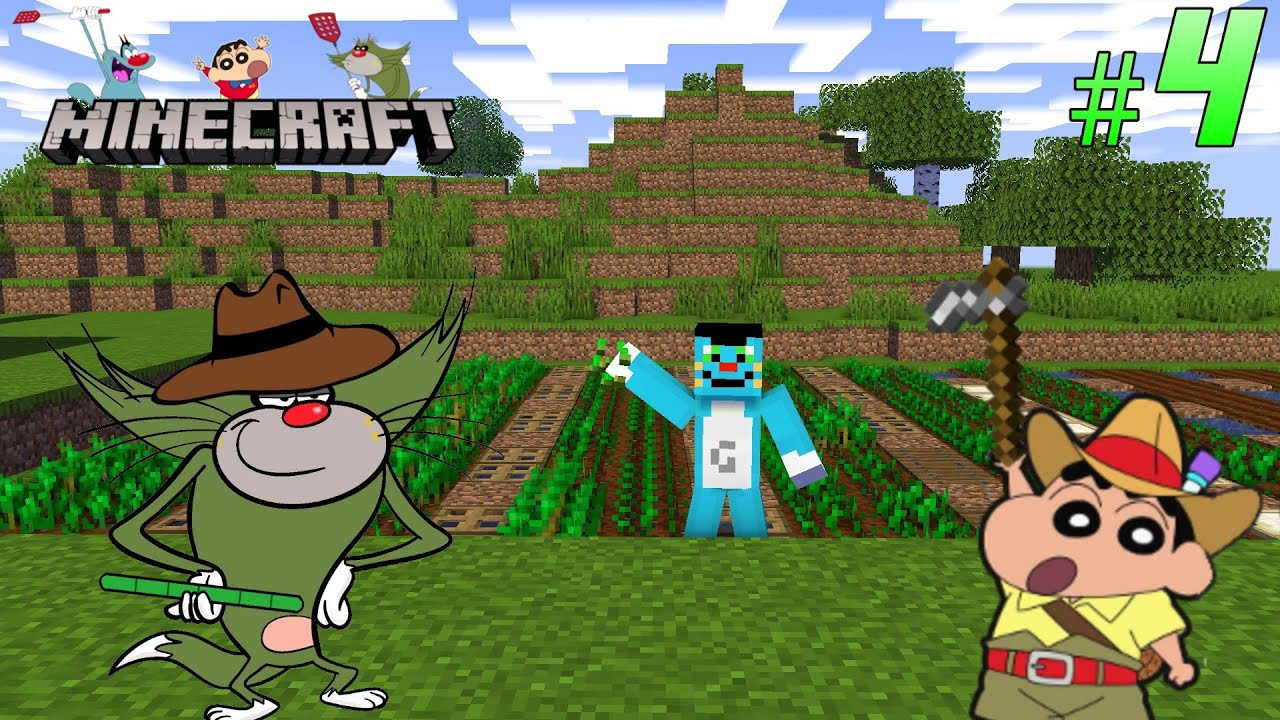 Oggy , Shinchan and Jack make Farm | Minecraft Survival Series Part - 4 ...