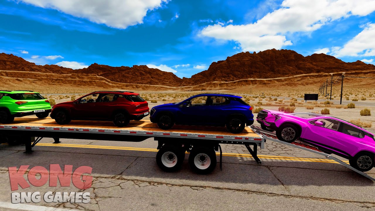 Toyota Cars vs Train | Truck Man Double Flatbed vs Train Beamng.drive ...