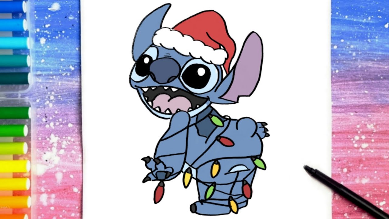How to Draw Funny Christmas Stitch / Easy Drawing Tutorial - YouTube