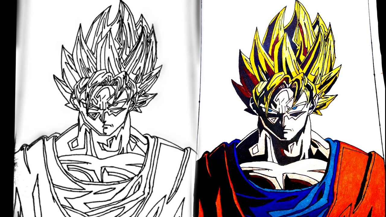 How To Draw Goku Super Saiyan Yellow-Step By Step Tutorial! - YouTube