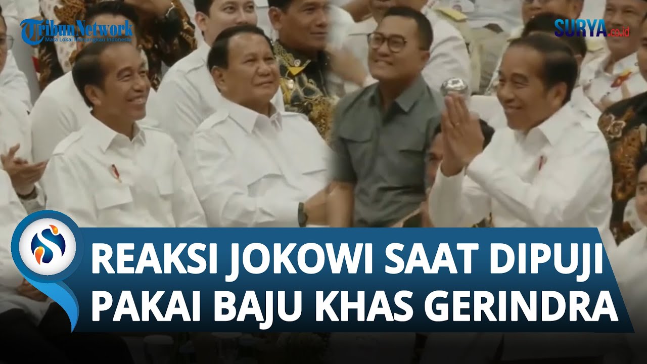 Dipuji Keren Pakai Baju Putih Khas Gerindra, Presiden Jokowi Semringah ...