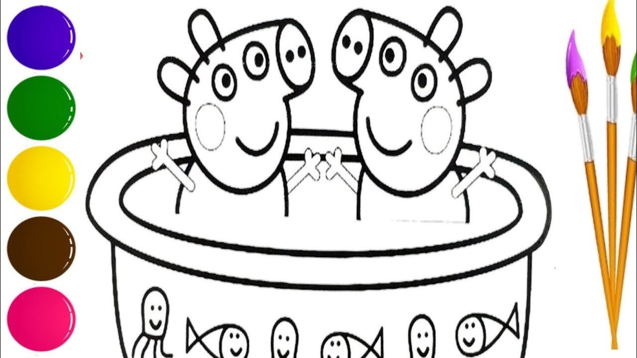 how to draw peppe pig l peppa pig drawing l colorful 💛💚💙💜 drawing l ...