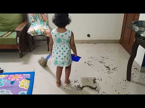 My Kiara is busy in cleaning