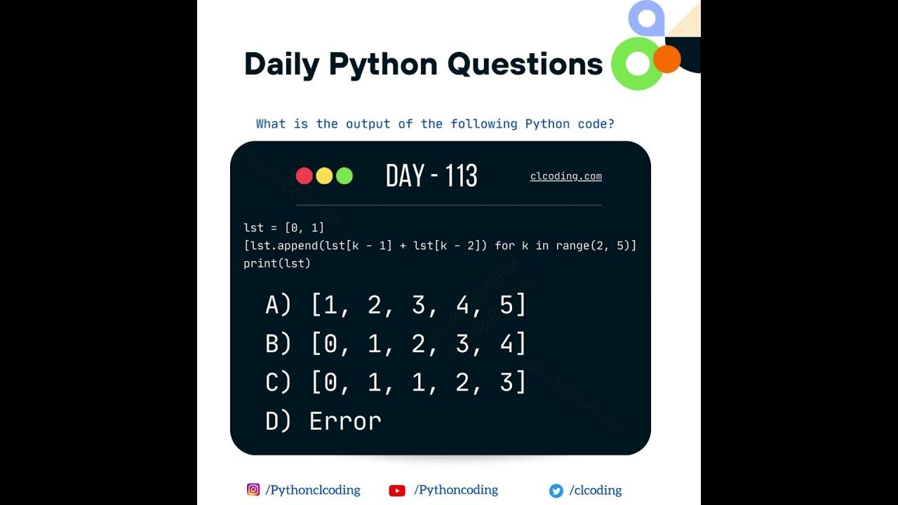 Python Coding Challenge Day 113 What Is The Output Of The Following Python Code Codeing