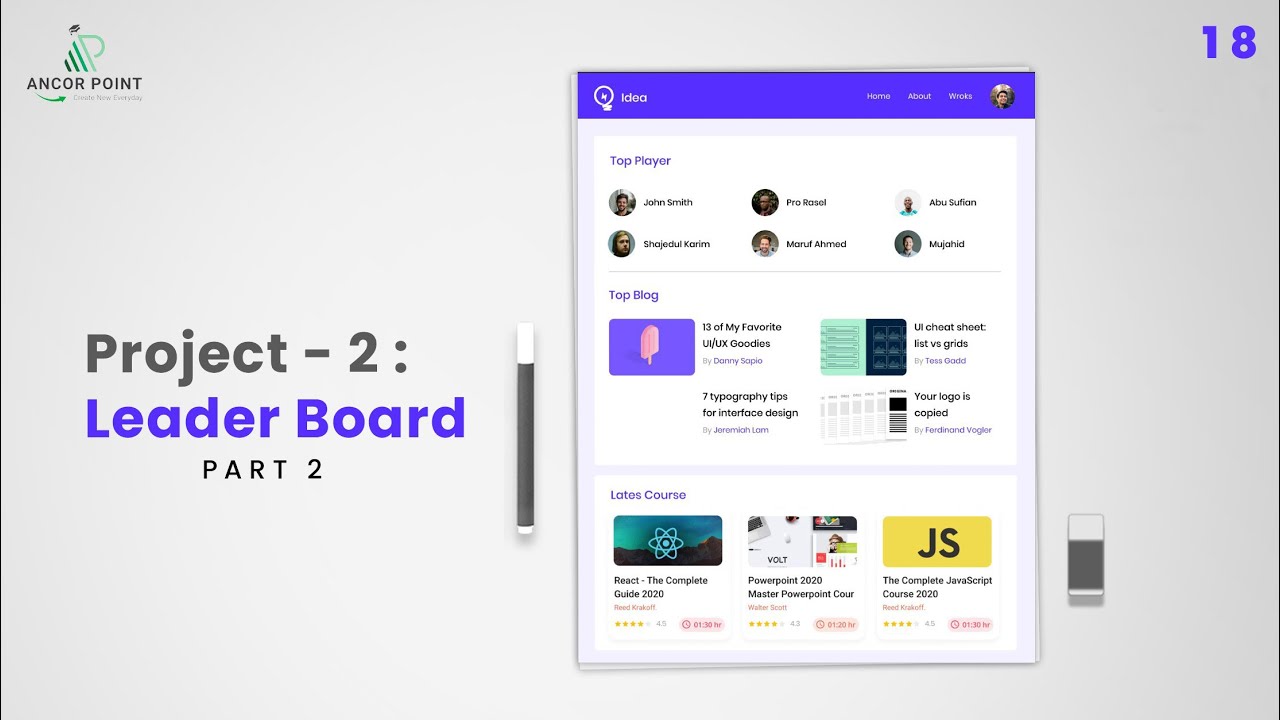 Class 18 | Project No : 2 - Leader Board Website | 2nd Part | Web Development course | Ancor ...
