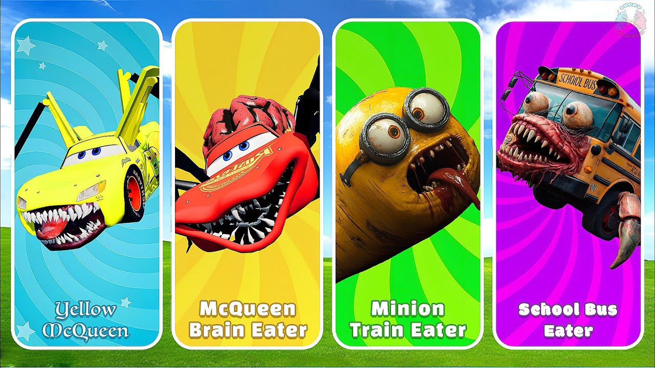 MONSTER BATTLE ⚔️Yellow McQueen Cyborg, McQueen Brain Eater, Minion ...