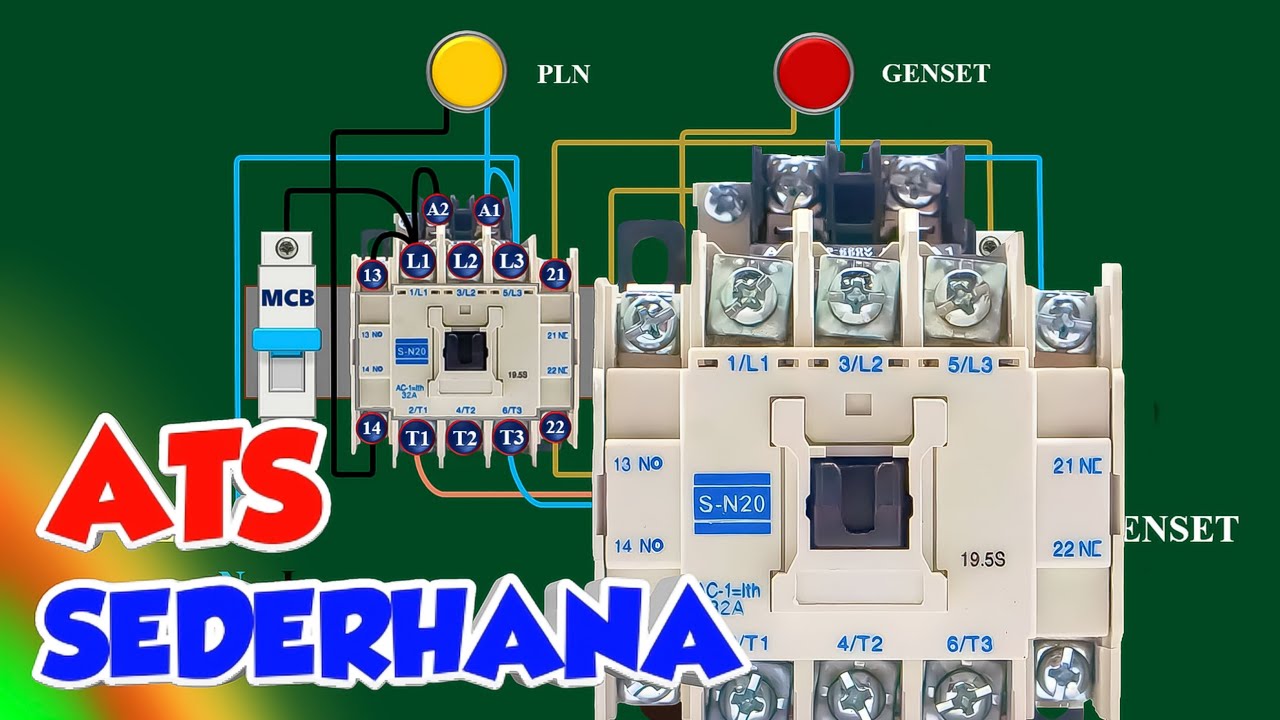 Rangkaian ATS PLN GENSET 2 Kontaktor | ATS Sederhana - YouTube