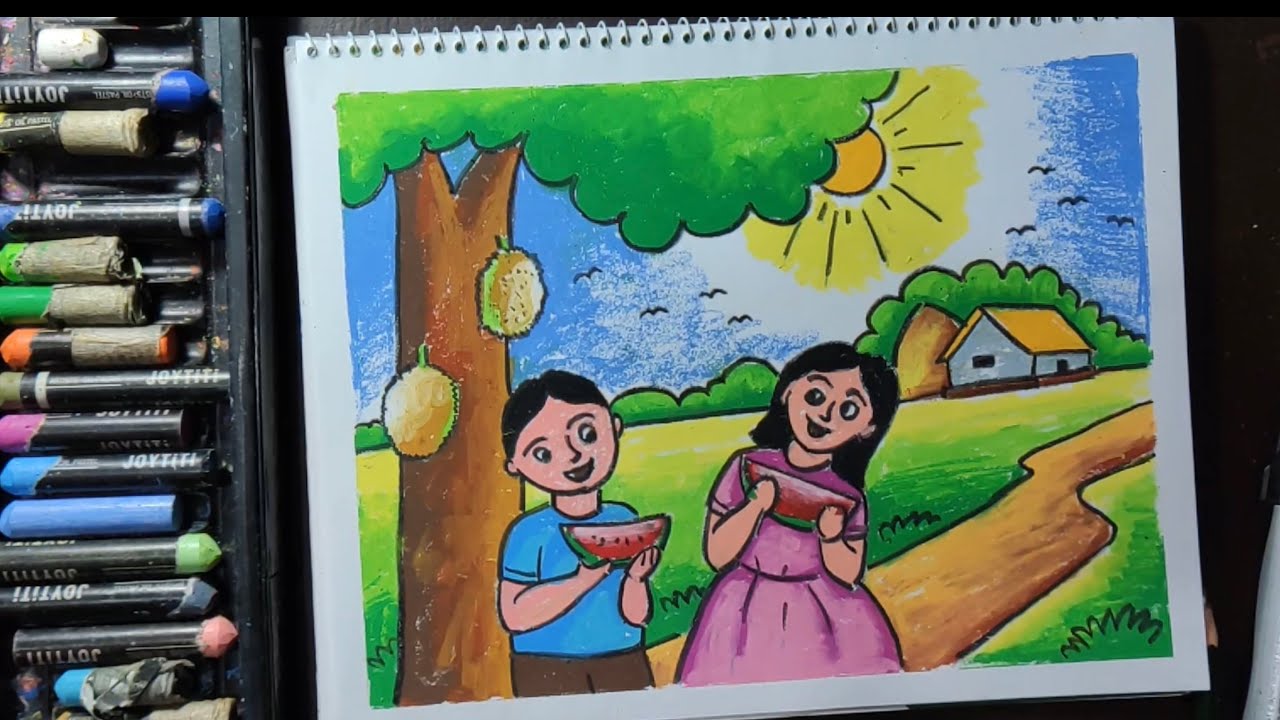How to draw a scenery with human figure very easily - YouTube
