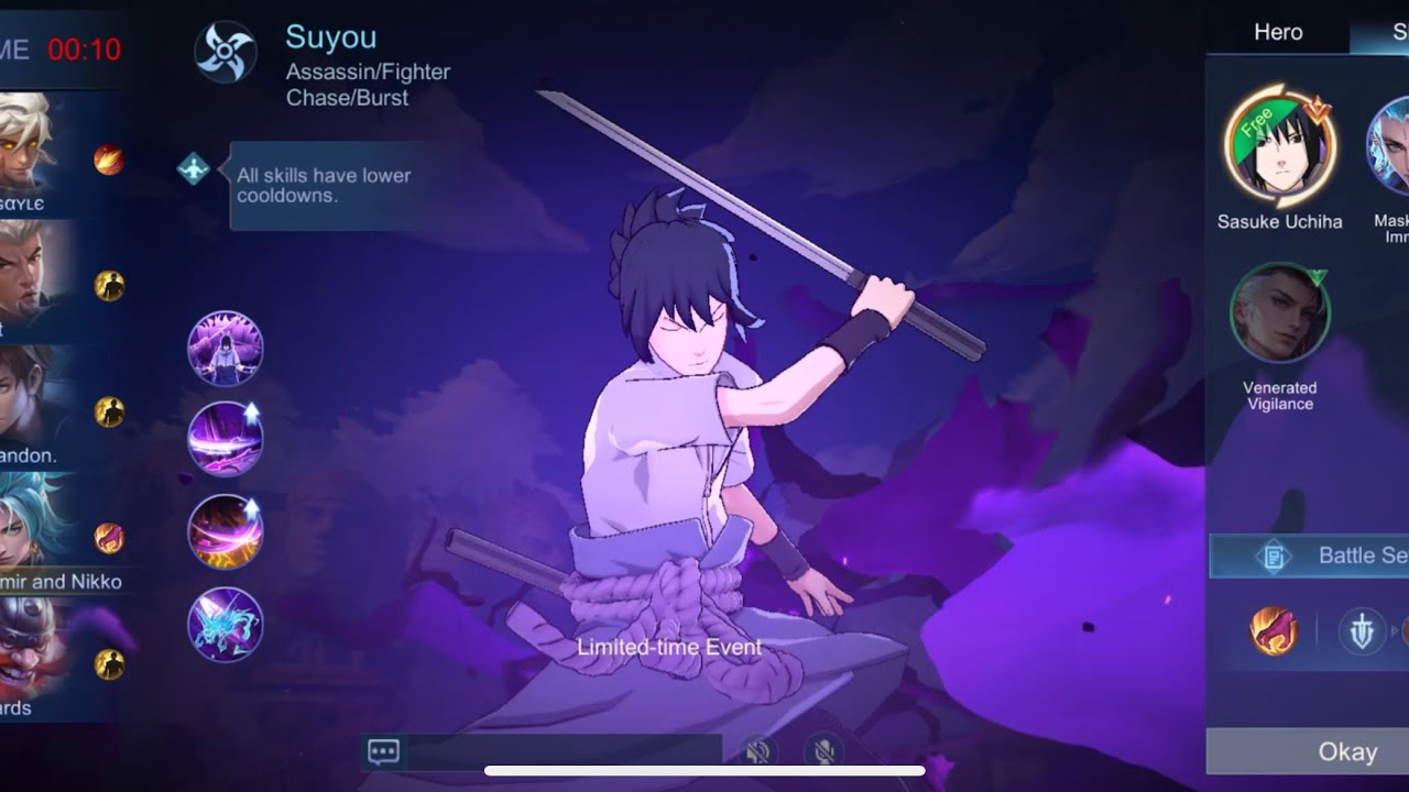 SASUKE UCHIHA VS NARUTO AND SASUKE | SUYOU | MOBILE LEGENDS | MLBB | ML ...