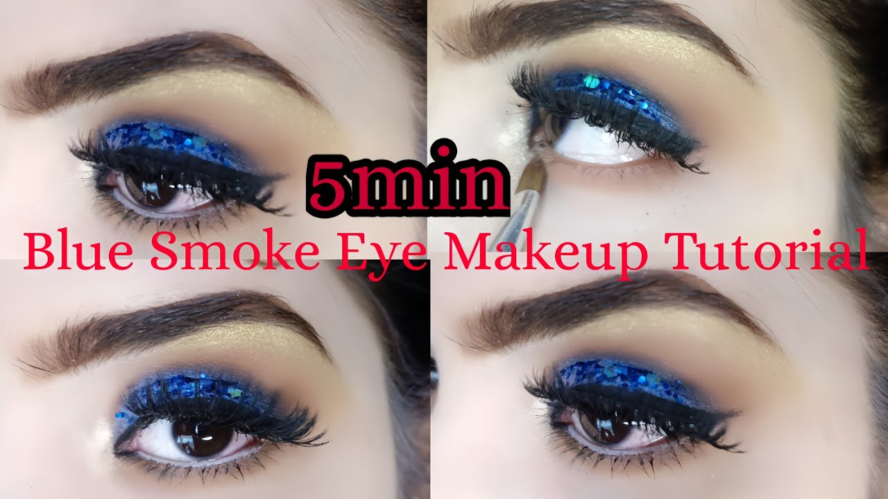 "Blue Smoke Eye Makeup Tutorial||"5-Minute Blue Smoke Eye Makeup Tutorial -Perfect for Beginners ...